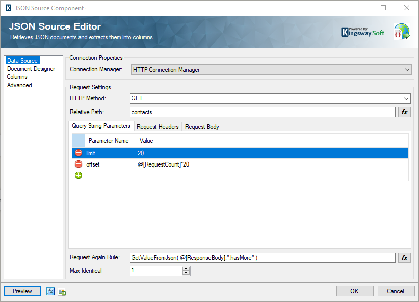 Paging Rest Requests In Ssis Using Kingswaysoft Json Source Component